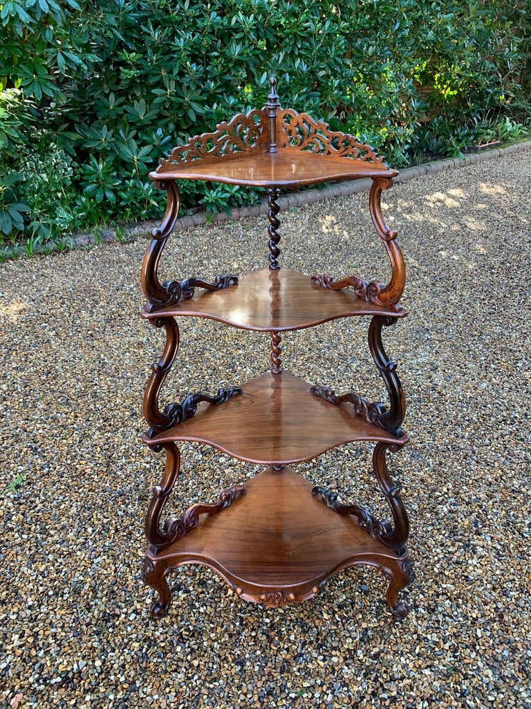 19th Century Victorian Rosewood Corner Whatnot For Sale at 1stDibs