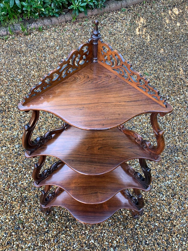 19th Century Victorian Rosewood Corner Whatnot For Sale at 1stDibs