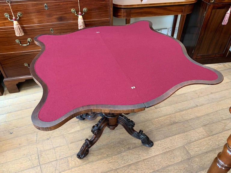 19th Century Victorian Rosewood Serpentine Writing Table / Card Table ...