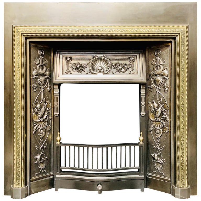 19th Century Victorian Scottish Brass and Polished Cast Iron Fireplace ...