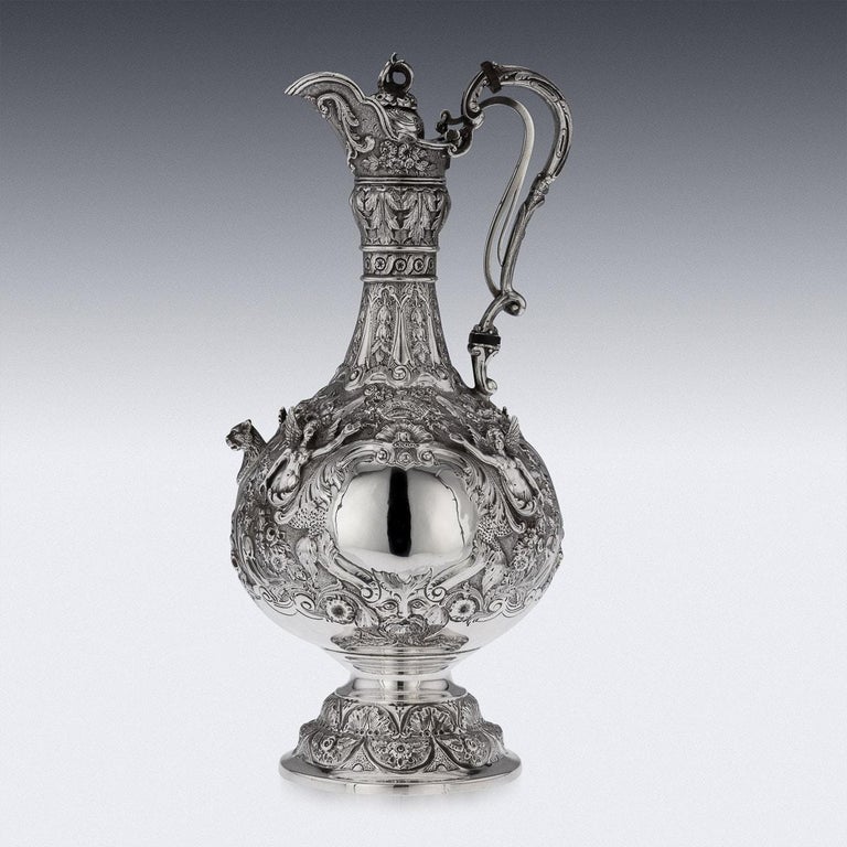 19th Century Victorian Solid Silver Armada Jug, London, circa 1887 For ...