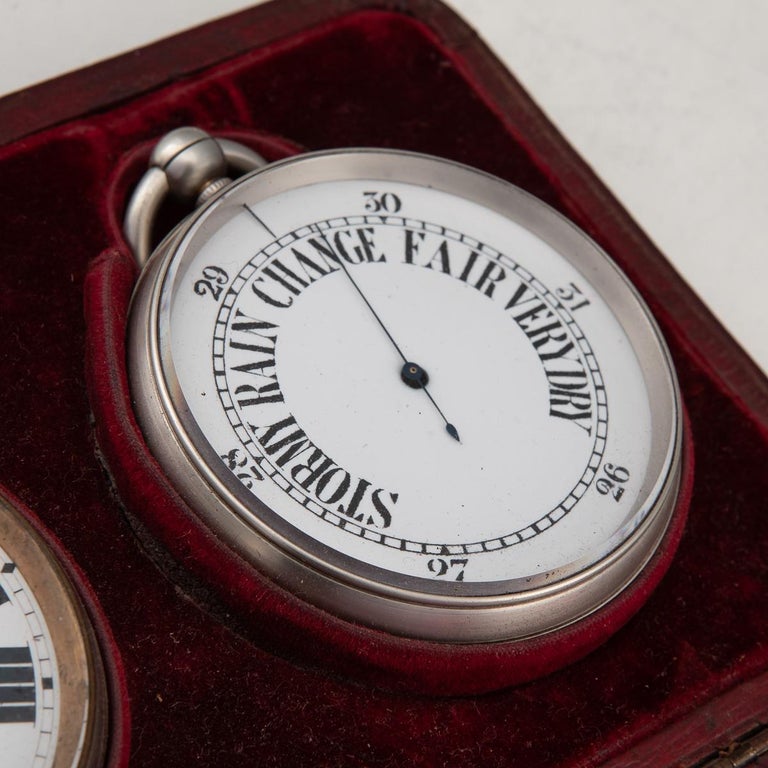 19th Century Victorian Solid Silver Barometer and Watch Desk Stand, c ...