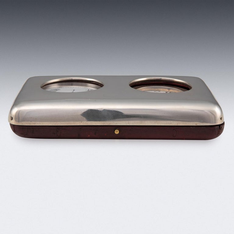 19th Century Victorian Solid Silver Barometer and Watch Desk Stand, c ...