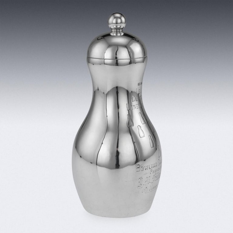 19th Century Victorian Solid Silver 'Bowling Pin' Cocktail Shaker, c ...