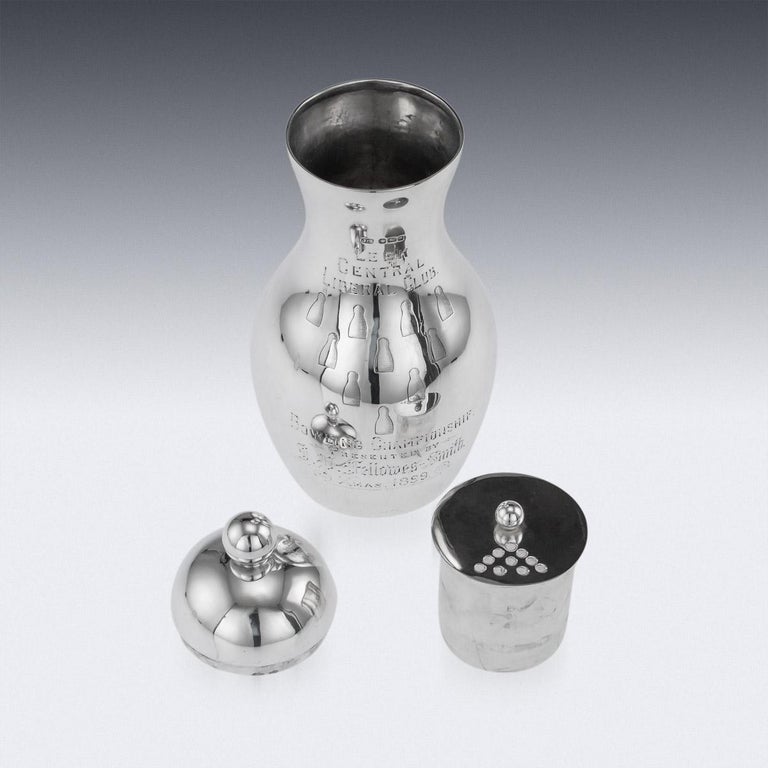 19th Century Victorian Solid Silver 'Bowling Pin' Cocktail Shaker, c ...