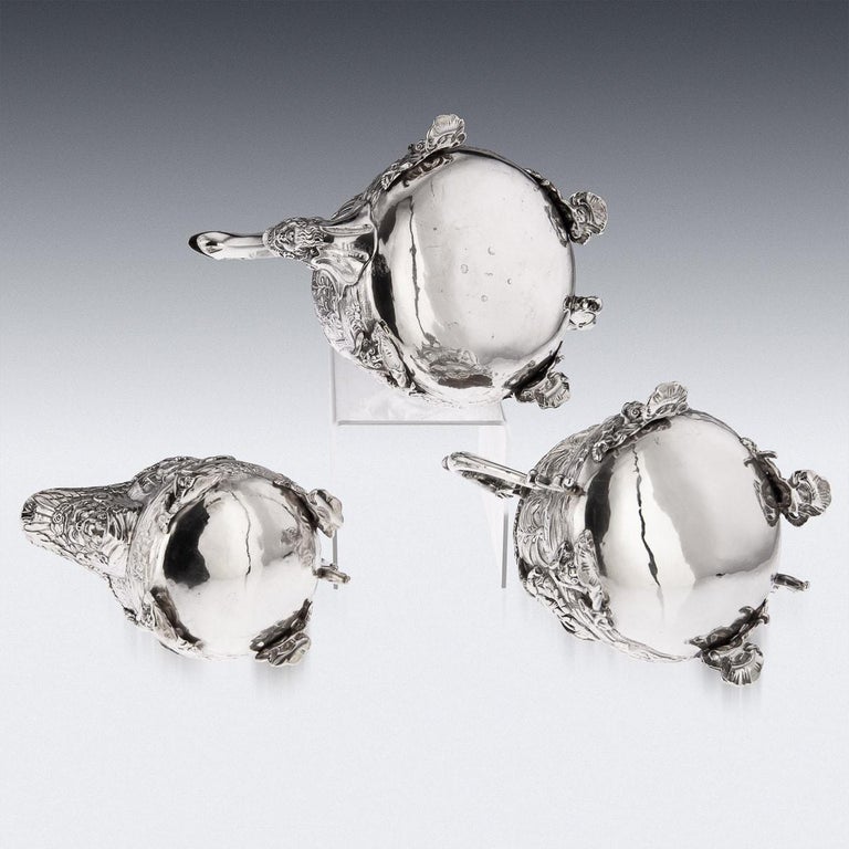 19th Century Victorian Solid Silver Chinoiserie Style Tea Set, E ...