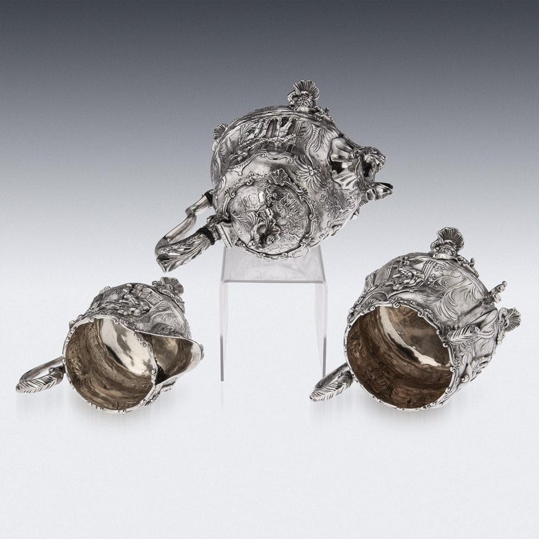19th Century Victorian Solid Silver Chinoiserie Style Tea Set, E ...