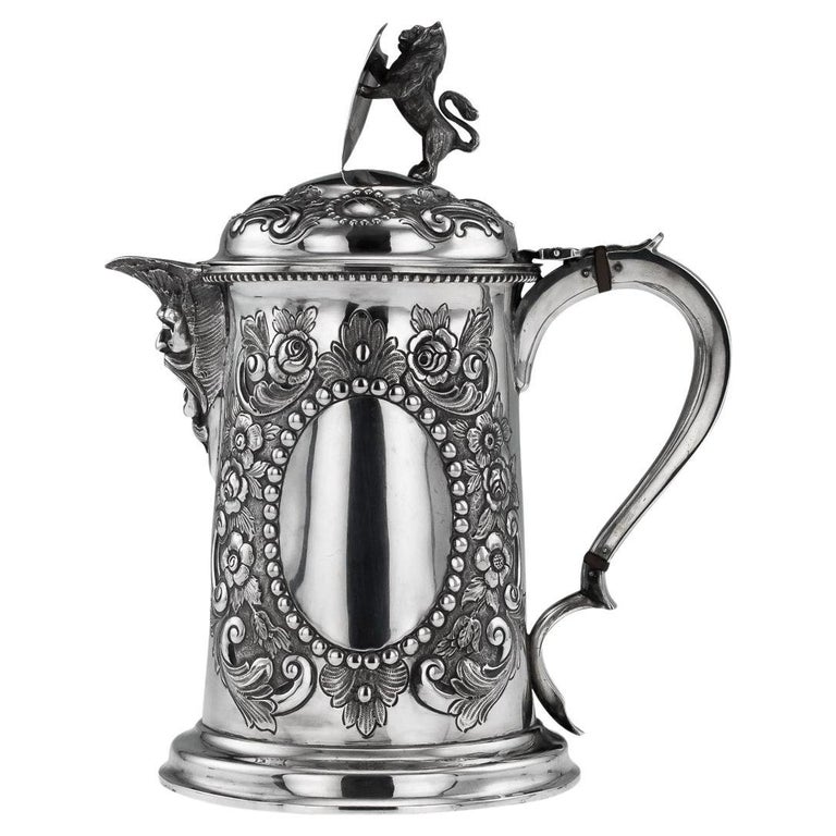 19th Century Victorian Solid Silver Large Flagon, Charles Boyton II ...
