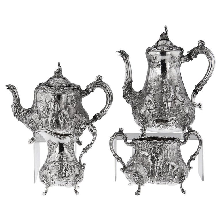 19th Century Victorian Solid Silver Orientalist 4 Piece Tea and Coffee ...