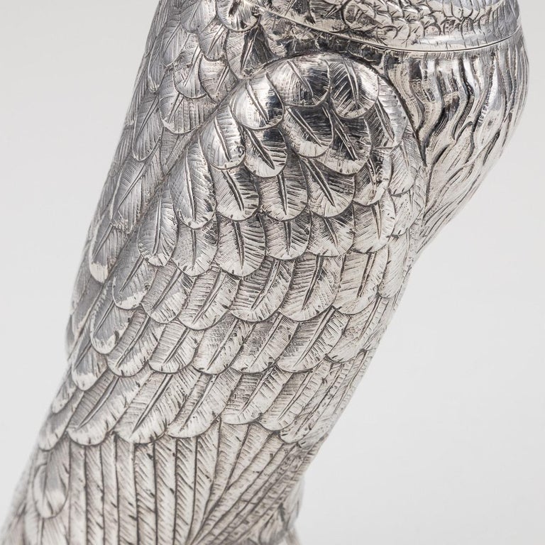 19th Century Victorian Solid Silver Owl Shaped Cocktail Shaker, c.1898 ...