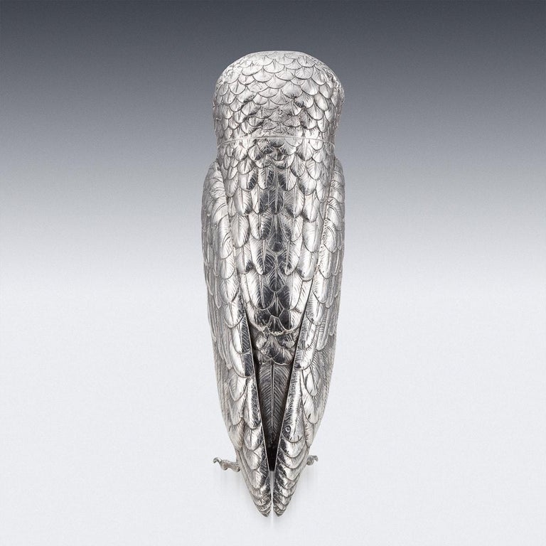 19th Century Victorian Solid Silver Owl Shaped Cocktail Shaker, c.1898 ...