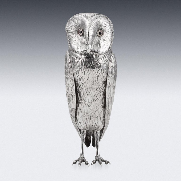 19th Century Victorian Solid Silver Owl Shaped Cocktail Shaker, c.1898 ...