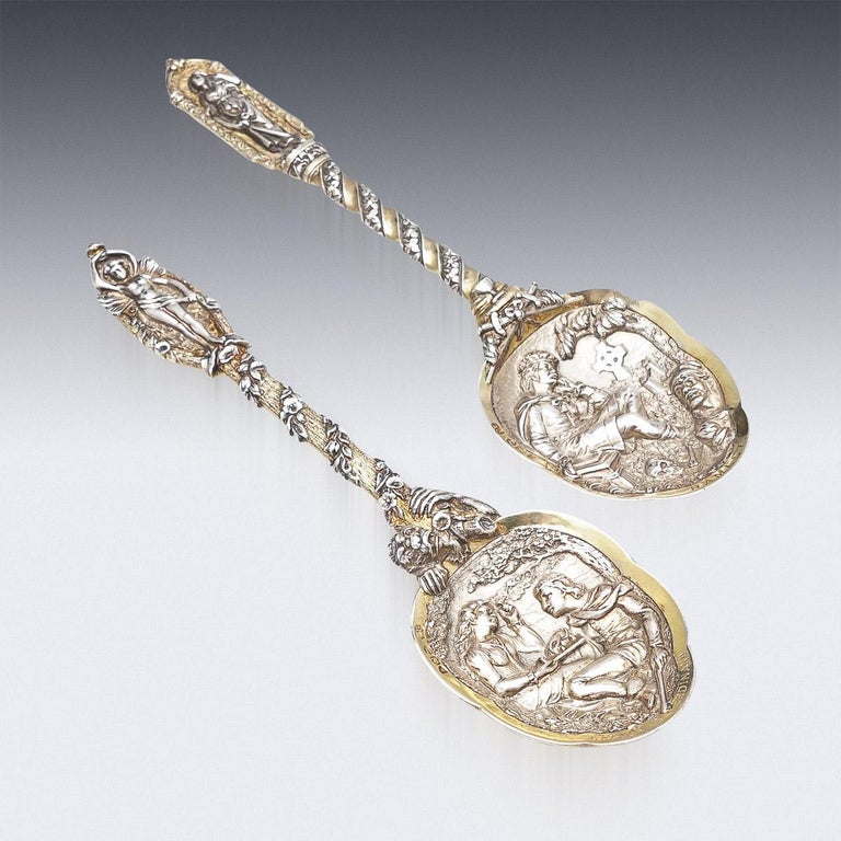 19th Century Victorian Solid Silver Pair Of Spoons, London, c.1891 For ...
