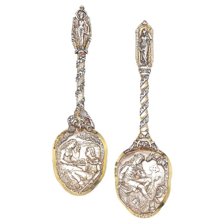 19th Century Victorian Solid Silver Pair Of Spoons, London, c.1891 For ...