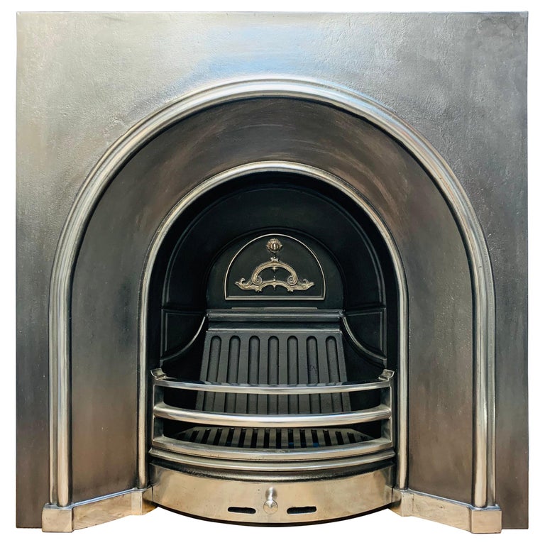 19th Century Victorian Style Cast Iron Large Arched Fireplace Insert at ...