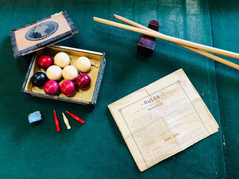 19th Century Victorian Table Billiard Game, Foldable Game, Wood at 1stDibs