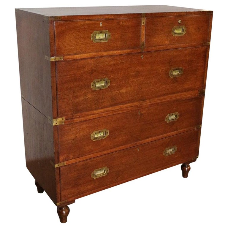 19th Century Victorian Teak Campaign Chest at 1stDibs
