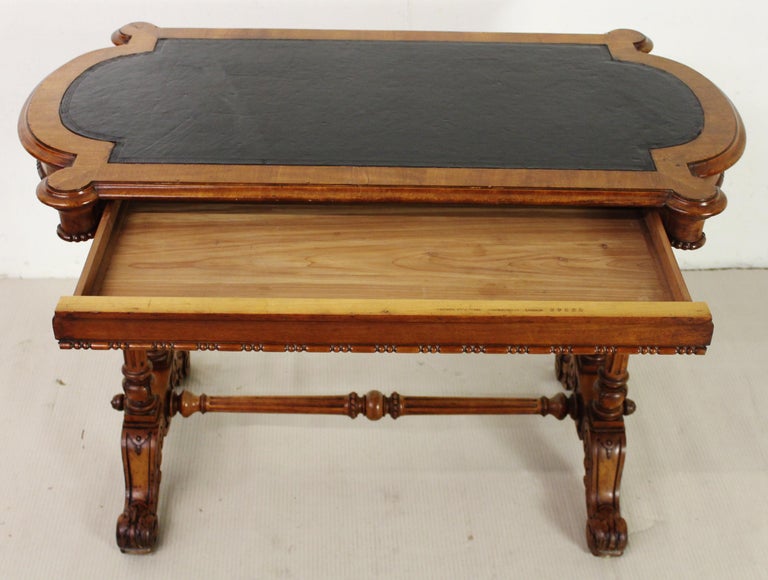 19th Century Victorian Walnut Library Table For Sale at 1stDibs