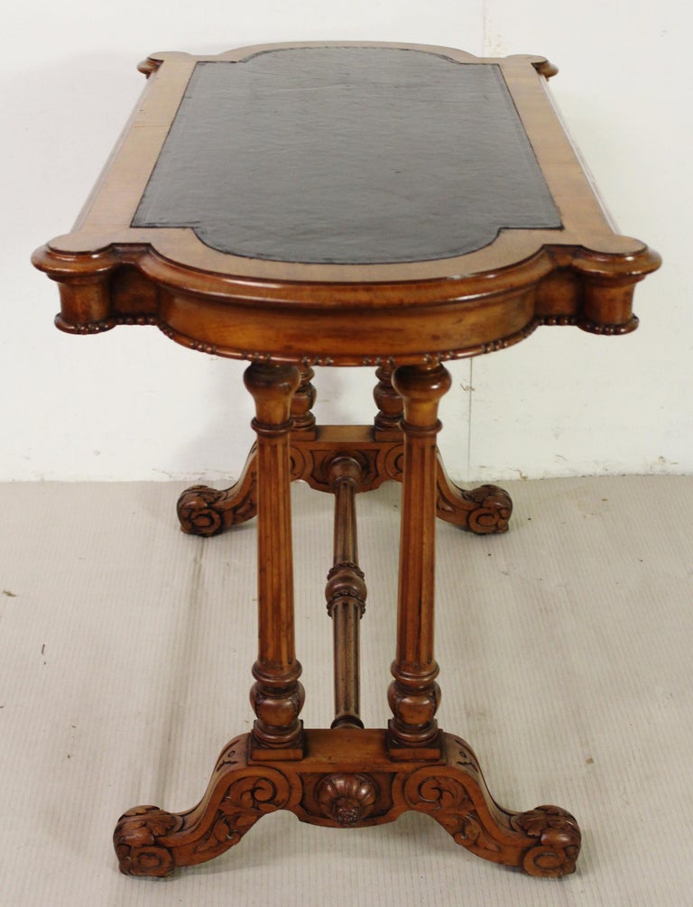 19th Century Victorian Walnut Library Table For Sale at 1stDibs