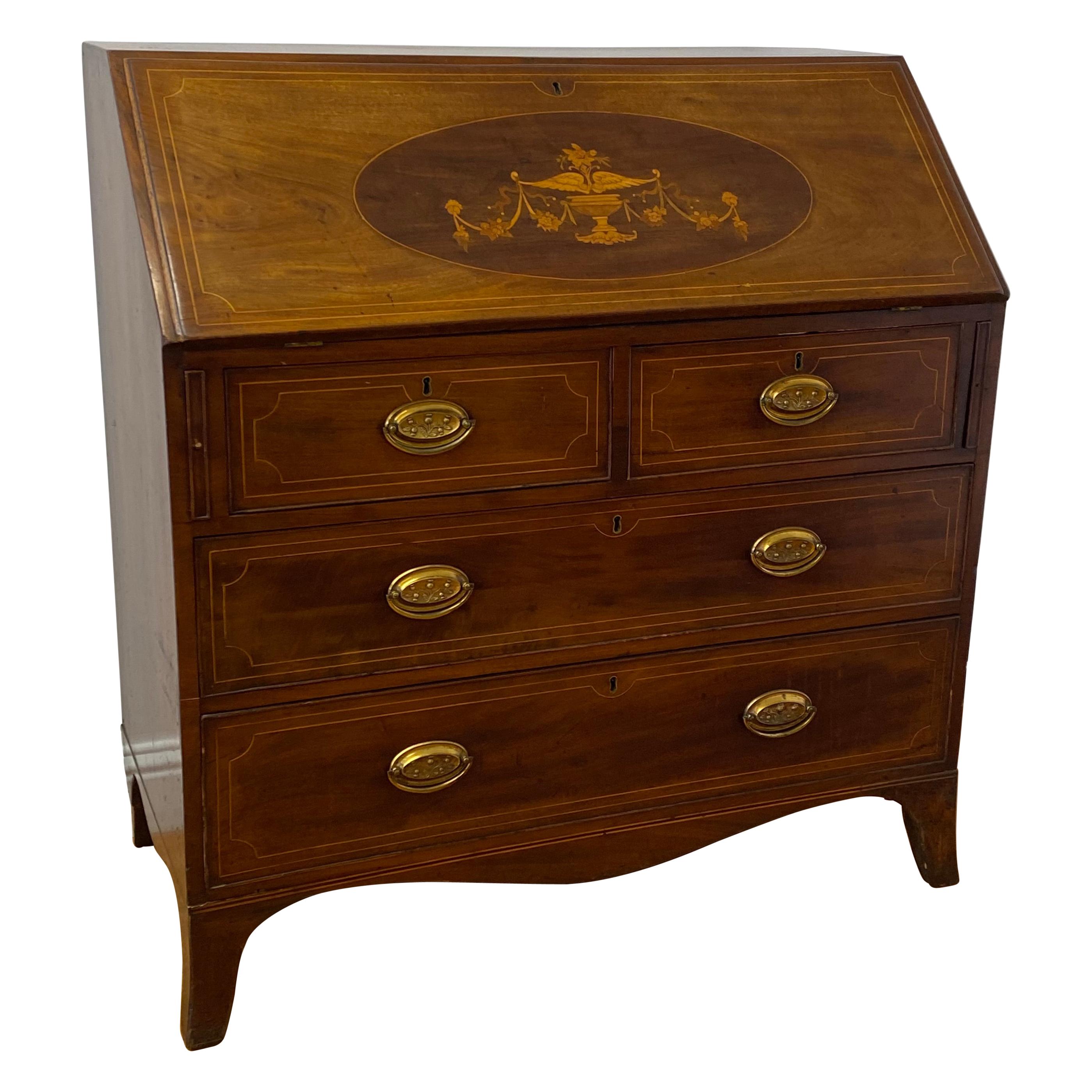 19th C Chippendale Style Mahogany Block Front Shell Carved Secretary ...