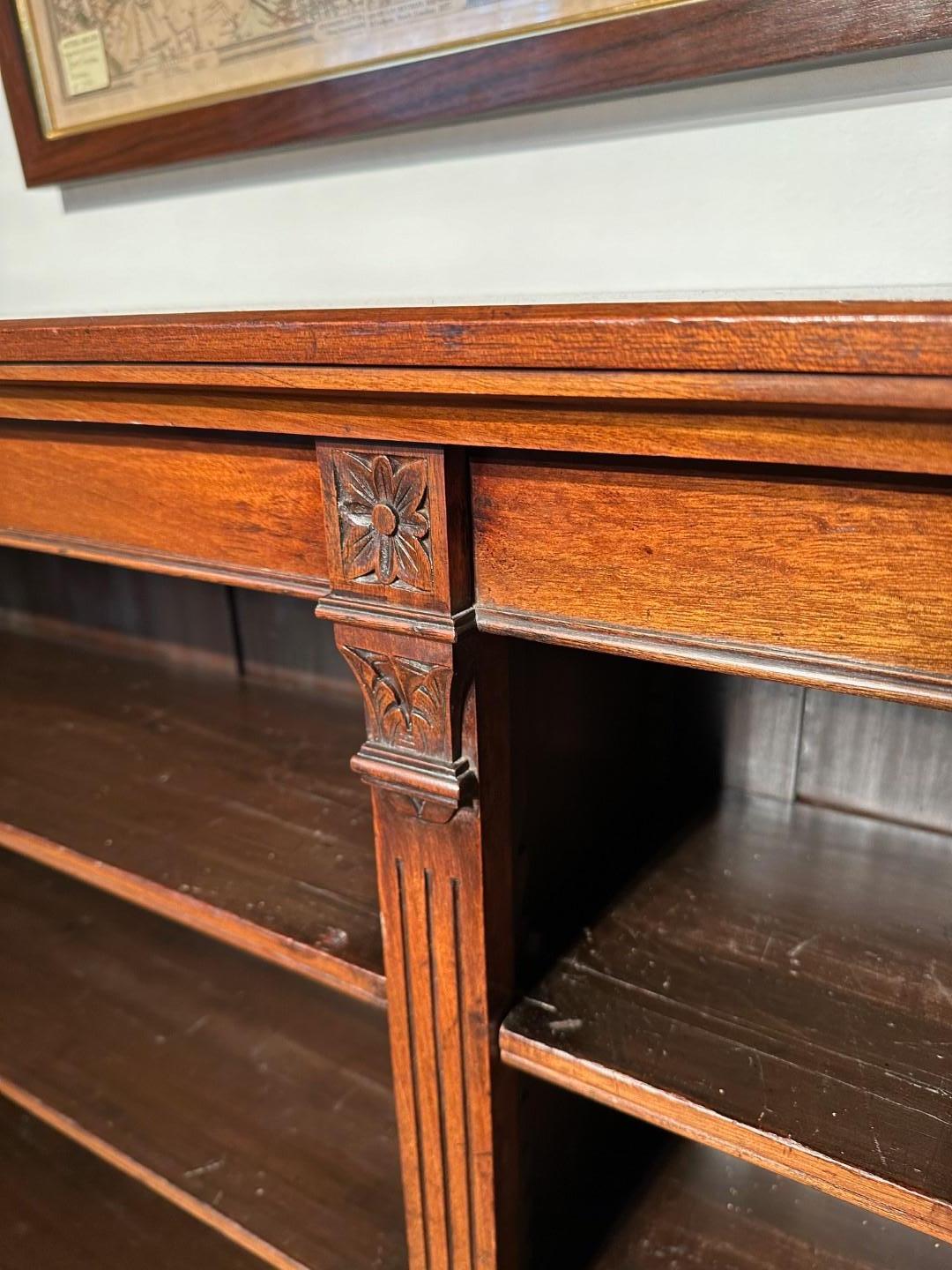 19th Century Walnut Open Bookcase For Sale at 1stDibs