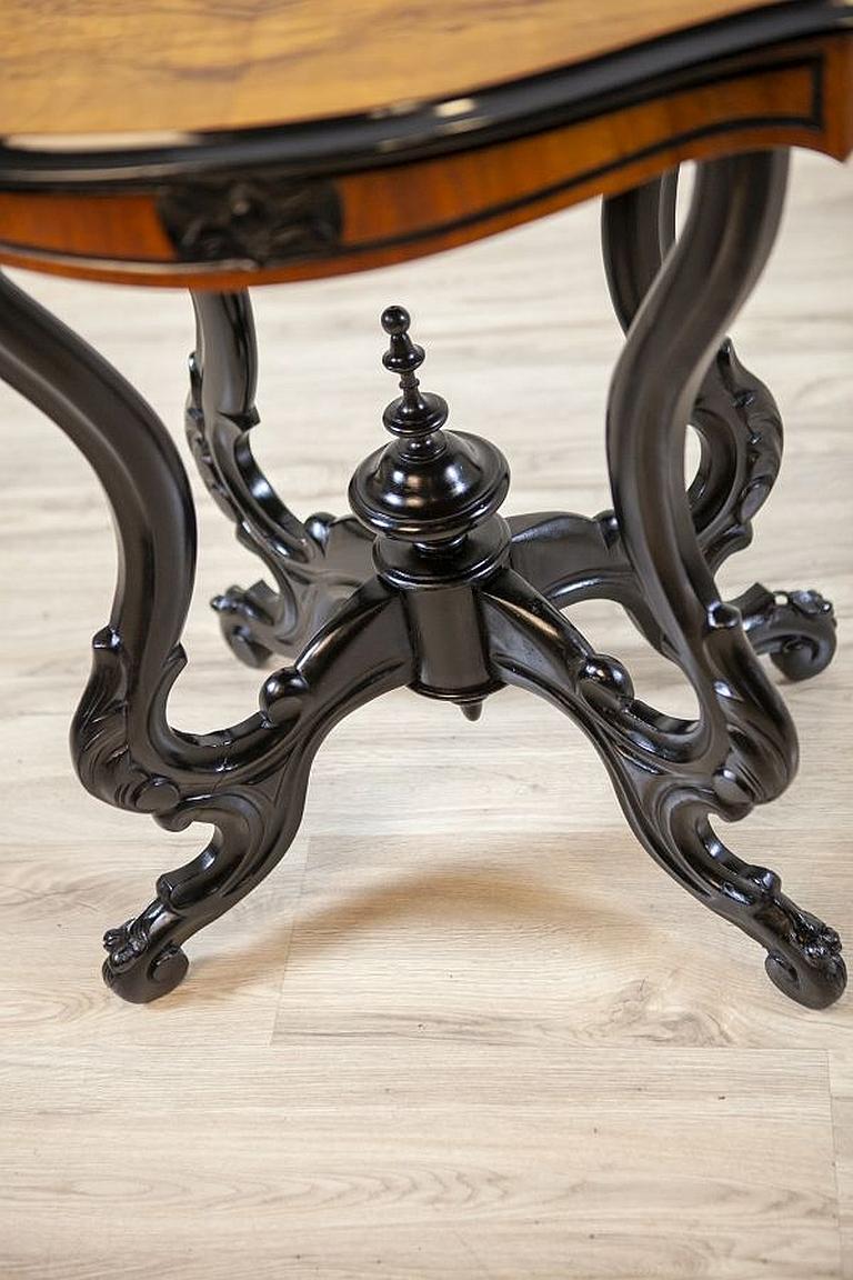 19th-Century Walnut Light Brown Side Table with Veneered Top For Sale ...