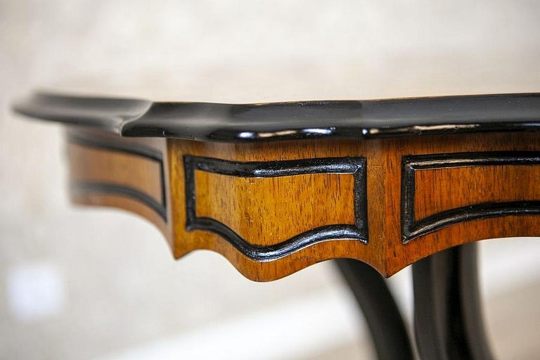 19th-Century Walnut Light Brown Side Table with Veneered Top For Sale ...