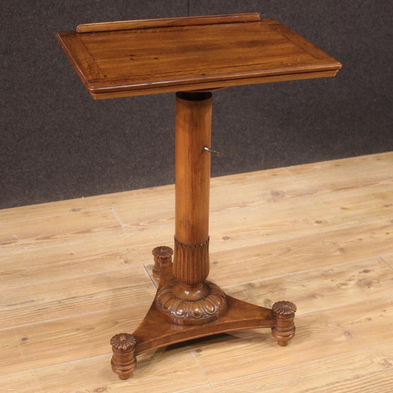 19th Century Walnut Wood Italian Antique Charles X Lectern, 1870 For ...
