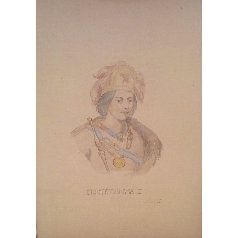 19th Century Watercolour of Emperor Montezuma II by Claudio Linati For ...