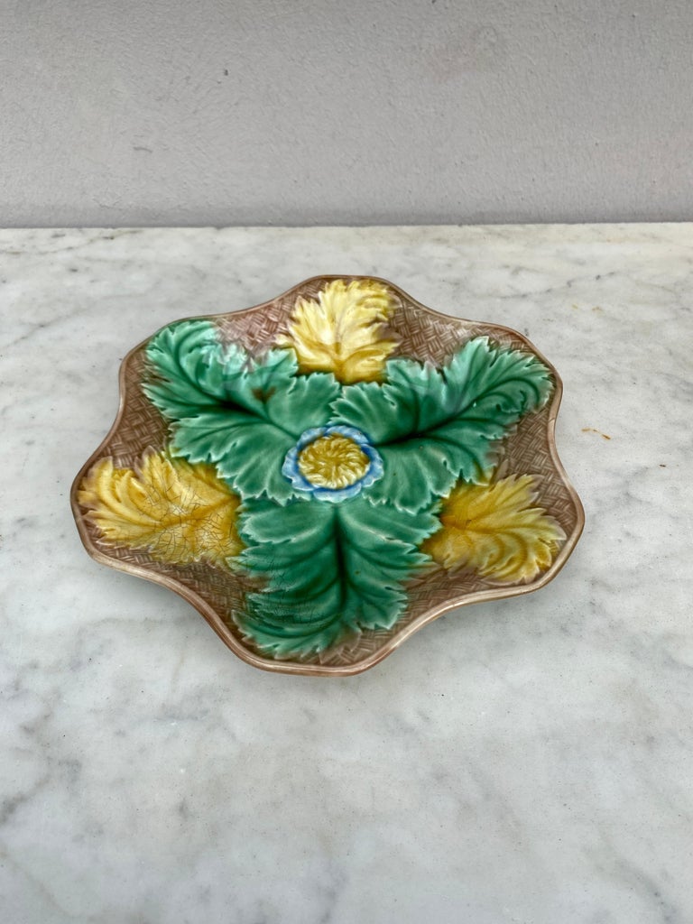 19th Century, Wedgwood Majolica Feathers Plate For Sale at 1stDibs