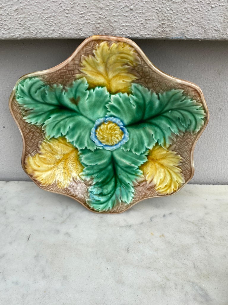 19th Century, Wedgwood Majolica Feathers Plate For Sale at 1stDibs