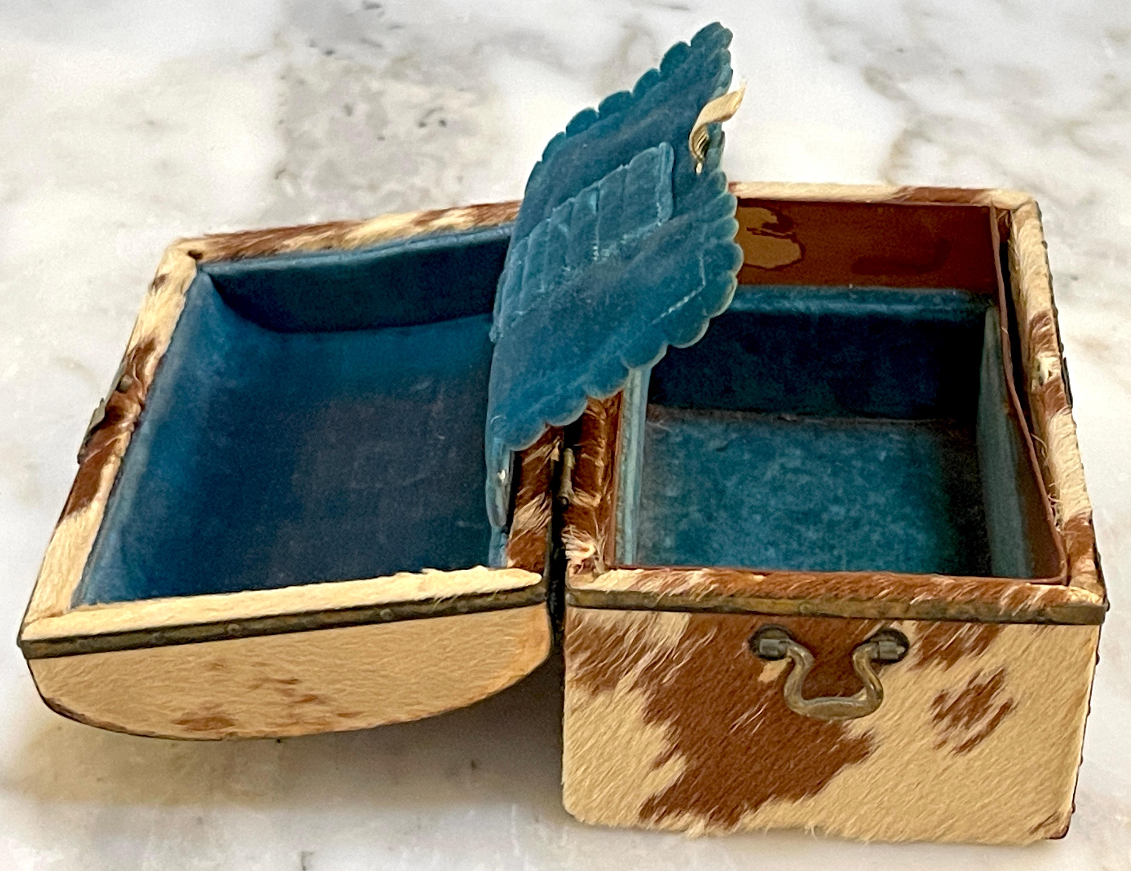 19th Century Western Cowhide Leather and Brass Mounted Domed Box For ...