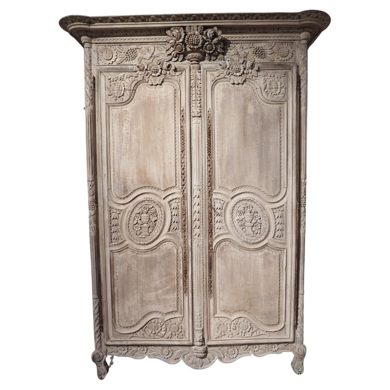 19th Century Whitewashed Oak Armoire from Normandy, France For Sale at ...