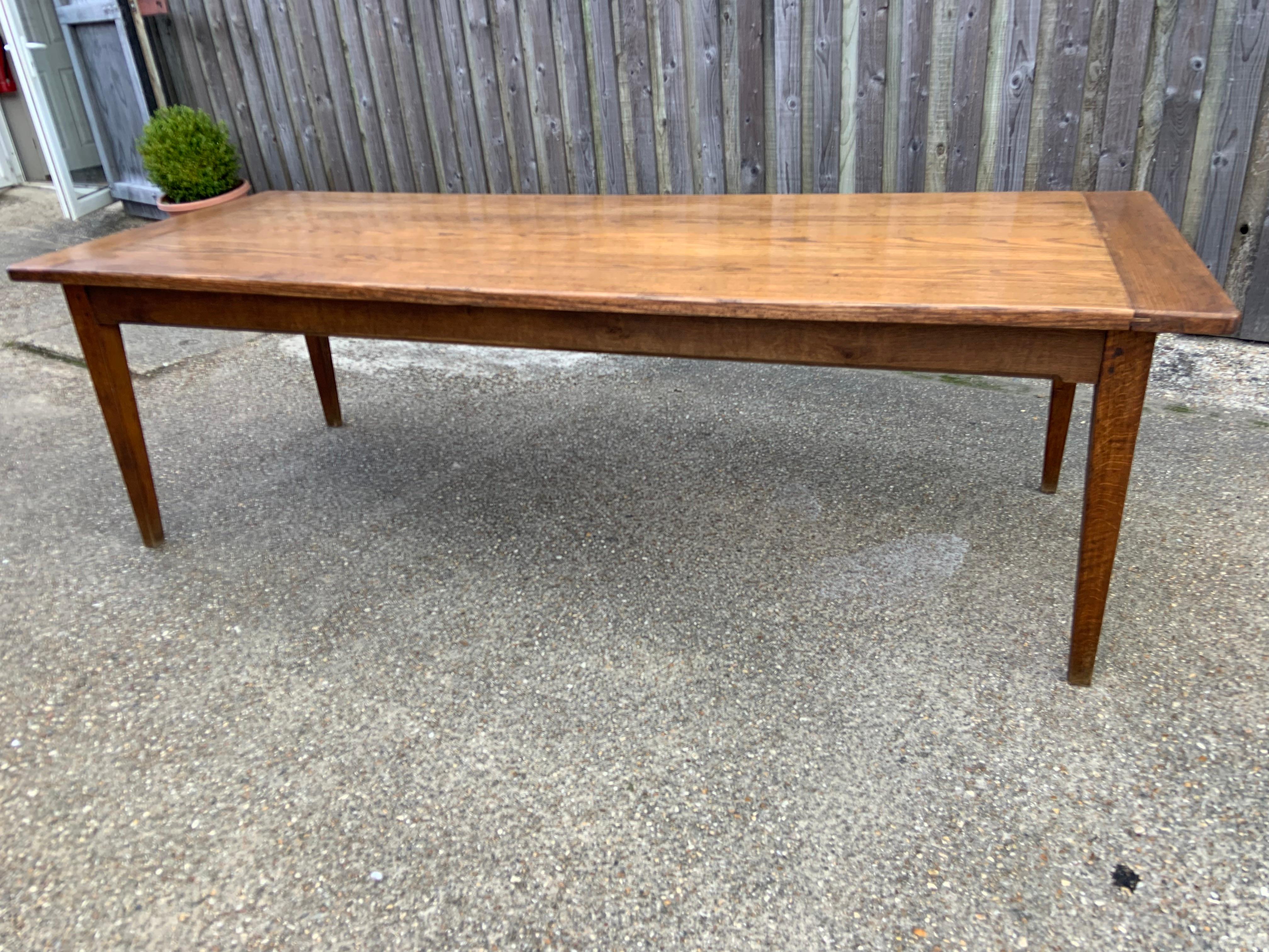 19th Century Wide Tapered Leg Ash Farmhouse Table at 1stDibs