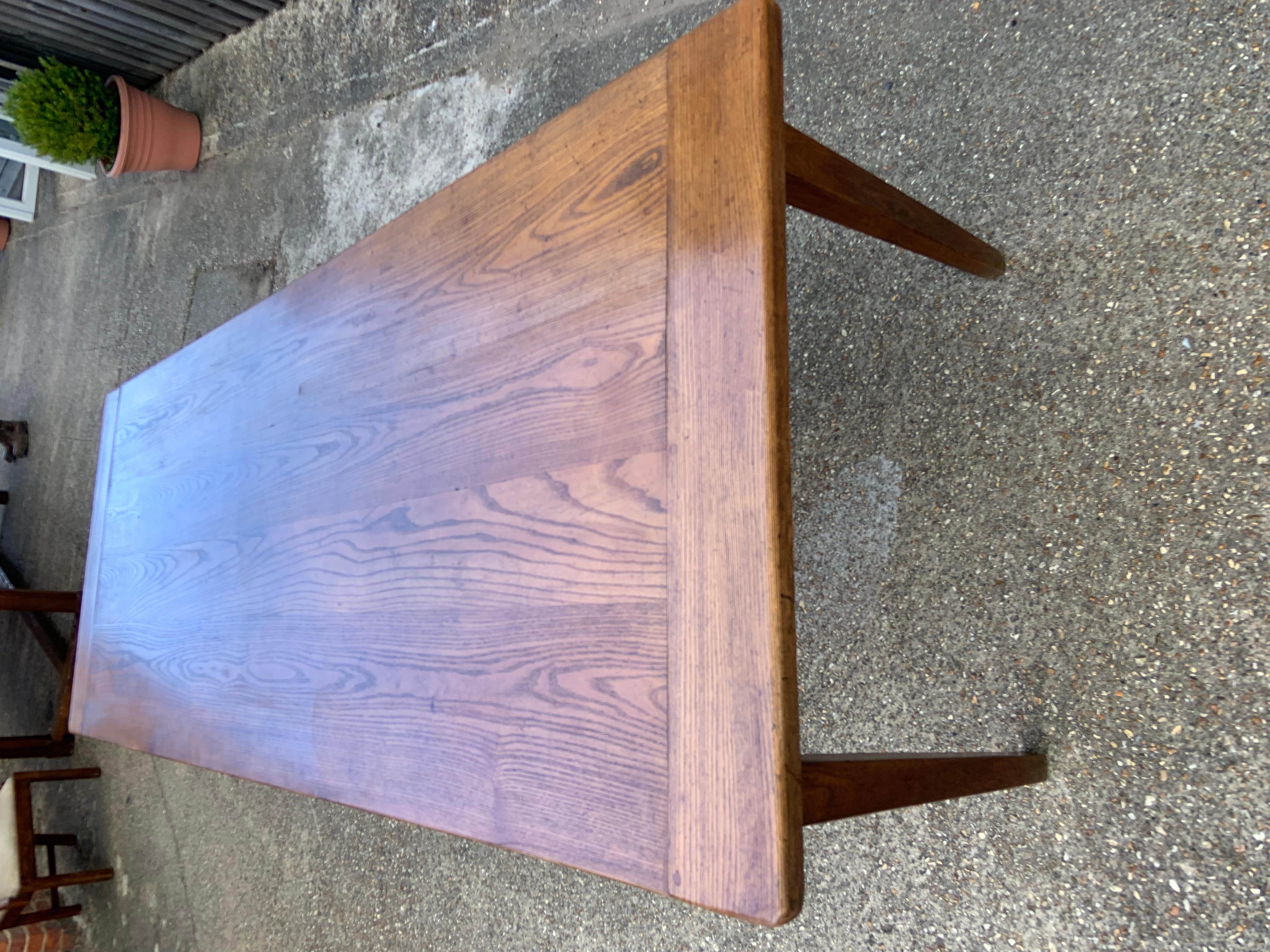 19th Century Wide Tapered Leg Ash Farmhouse Table at 1stDibs