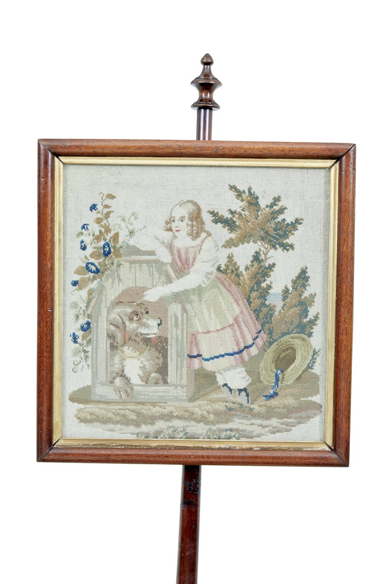 19th Century William IV Mahogany Pole Screen For Sale at 1stDibs