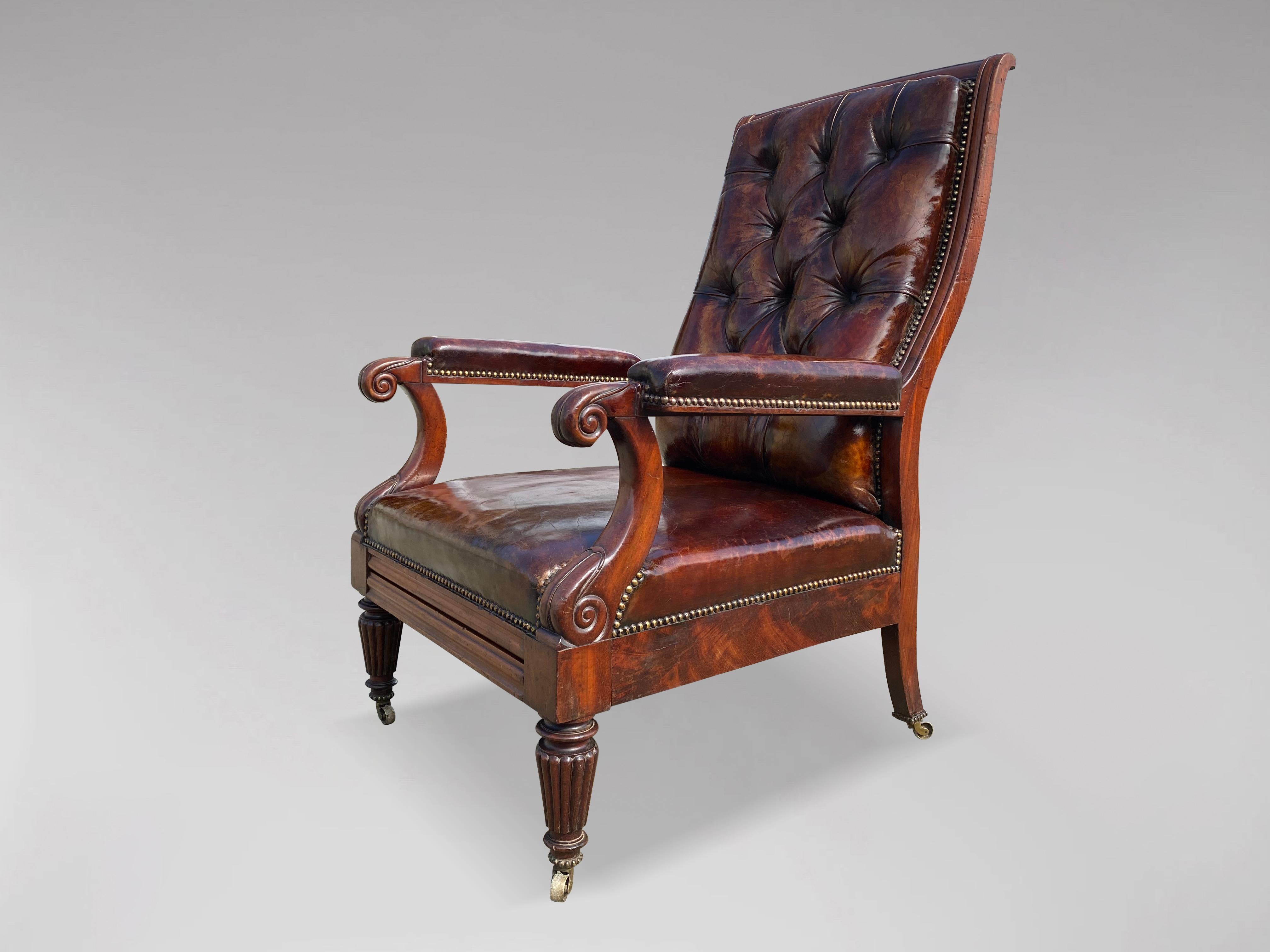 19th Century William IV Period Leather Library Armchair For Sale at 1stDibs