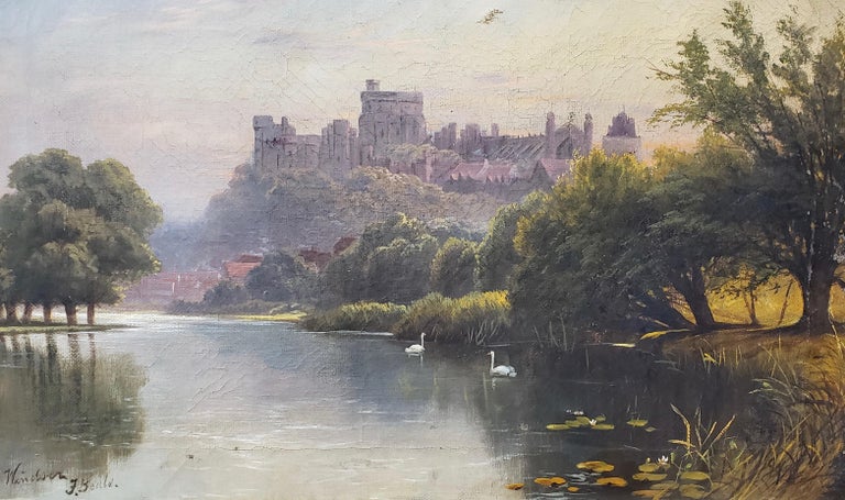 19th Century "Windsor Castle" Original Oil Painting by F. Beale at 1stDibs