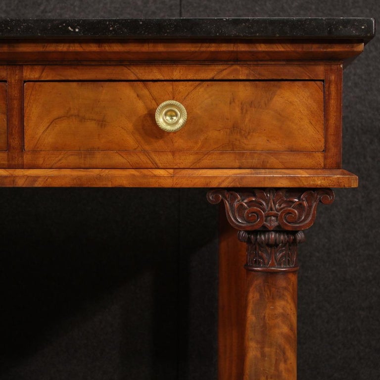 19th Century Wood and Marble Top French Empire Console Table, 1880 For ...
