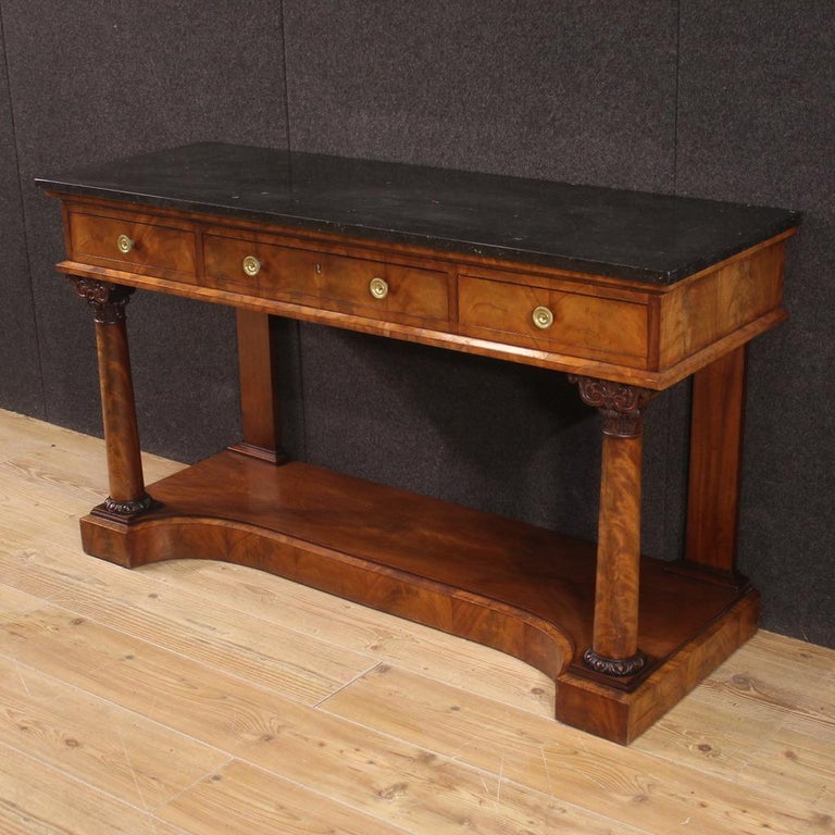 19th Century Wood and Marble Top French Empire Console Table, 1880 For ...
