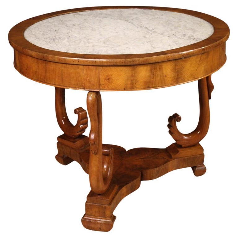 19th Century Wood and Marble Top Italian Charles X Style Tables, 1880 ...
