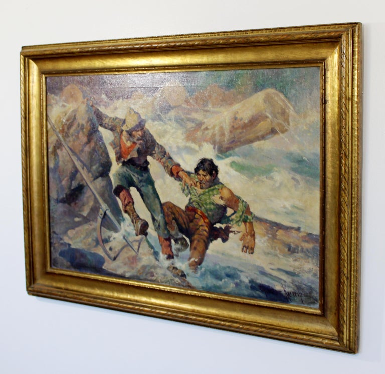 19th Century Wood Framed Oil on Canvas Painting Broken Jam by Oliver ...