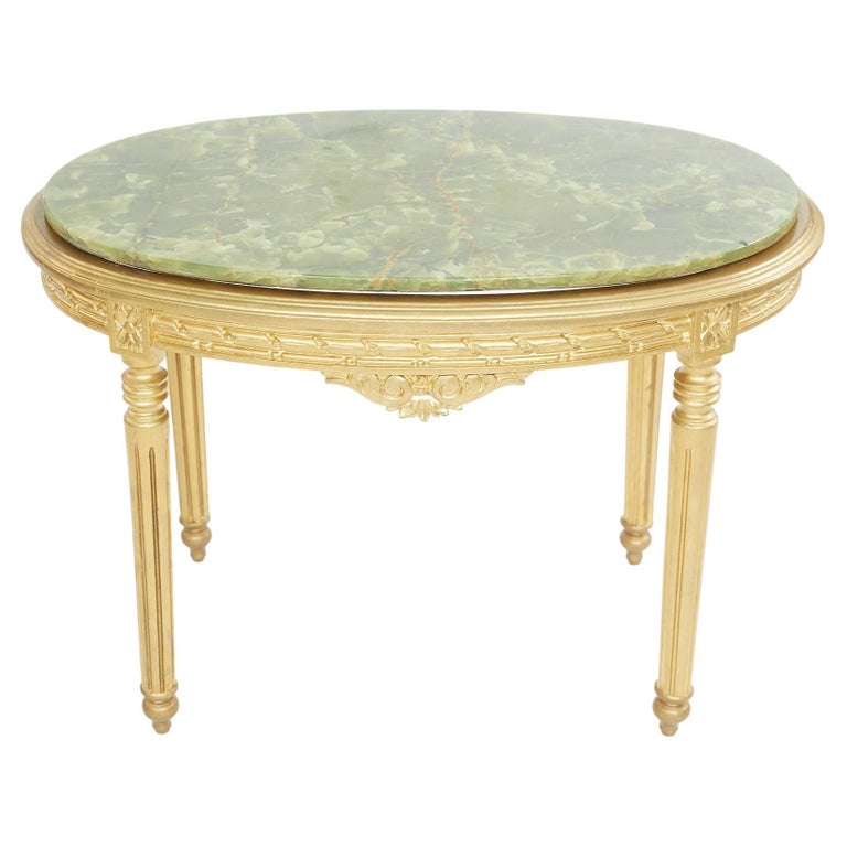 19th Century Wood Framed / Onyx Top Coffee Table For Sale at 1stDibs