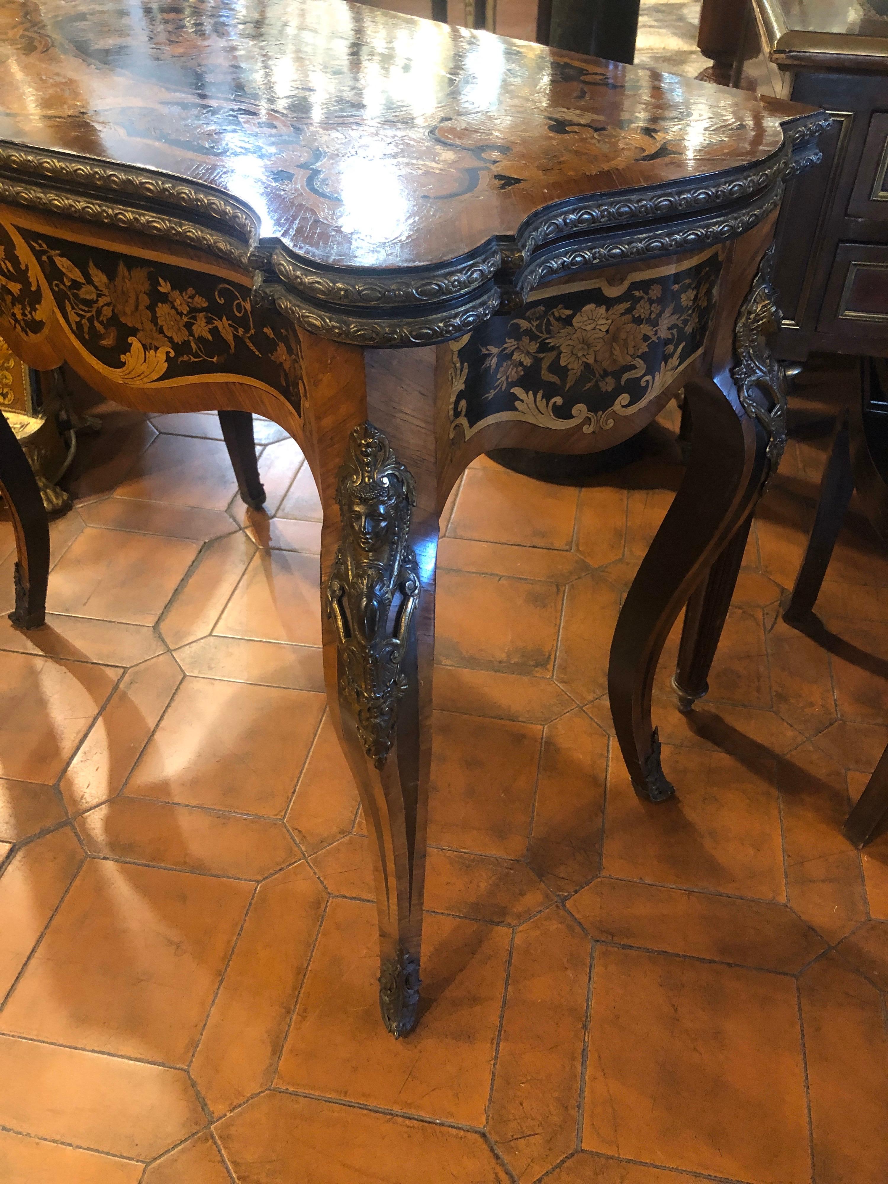 19th Century Wood Napoleon III Rosewood Kingwood Game Table, 1860s at ...