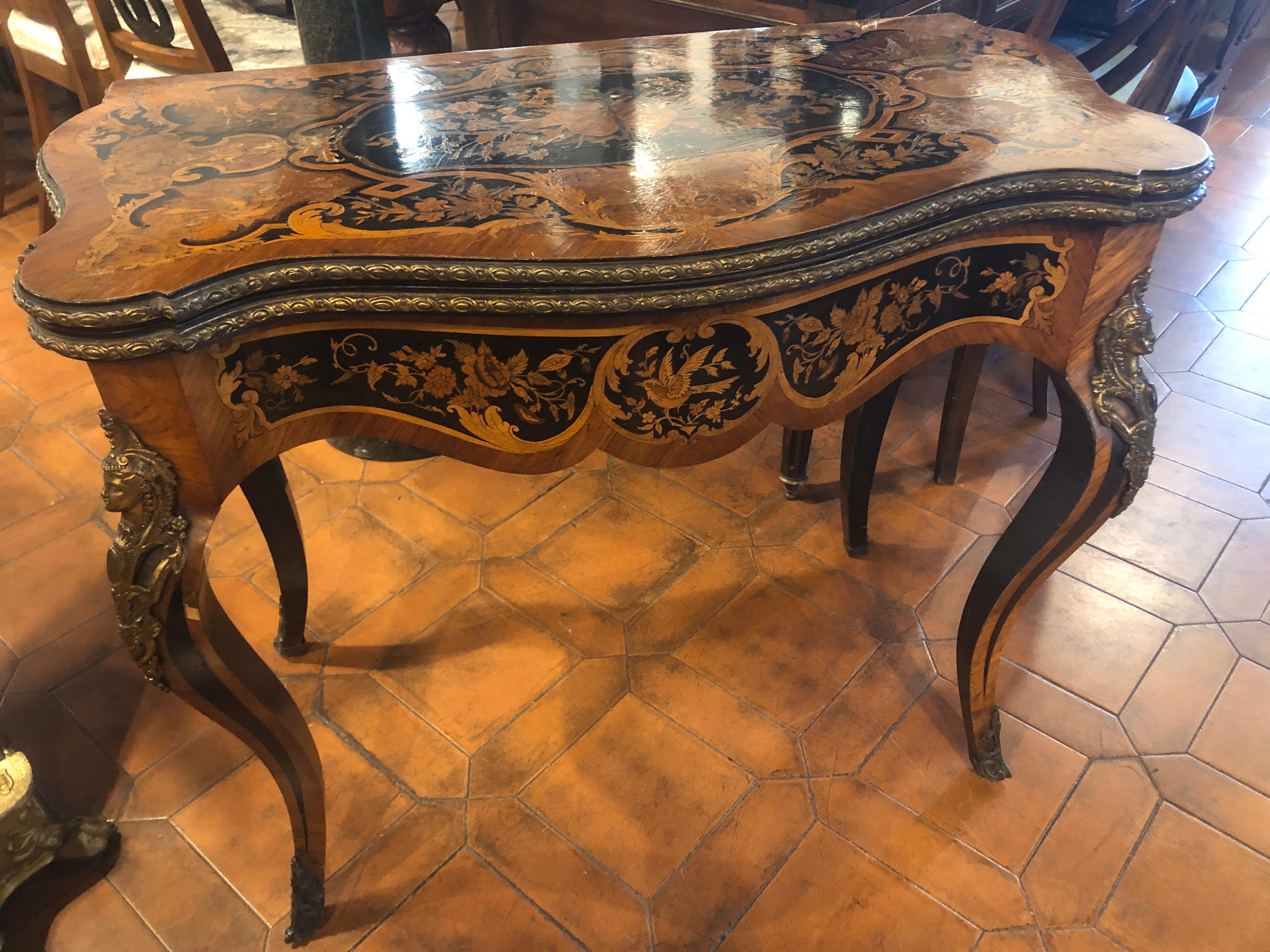 19th Century Wood Napoleon III Rosewood Kingwood Game Table, 1860s at ...
