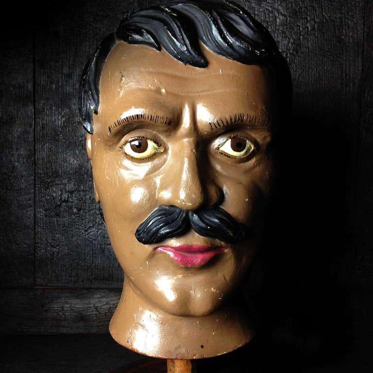 19th Century Wooden Carnival, Fair or Advertisement Head of the ...