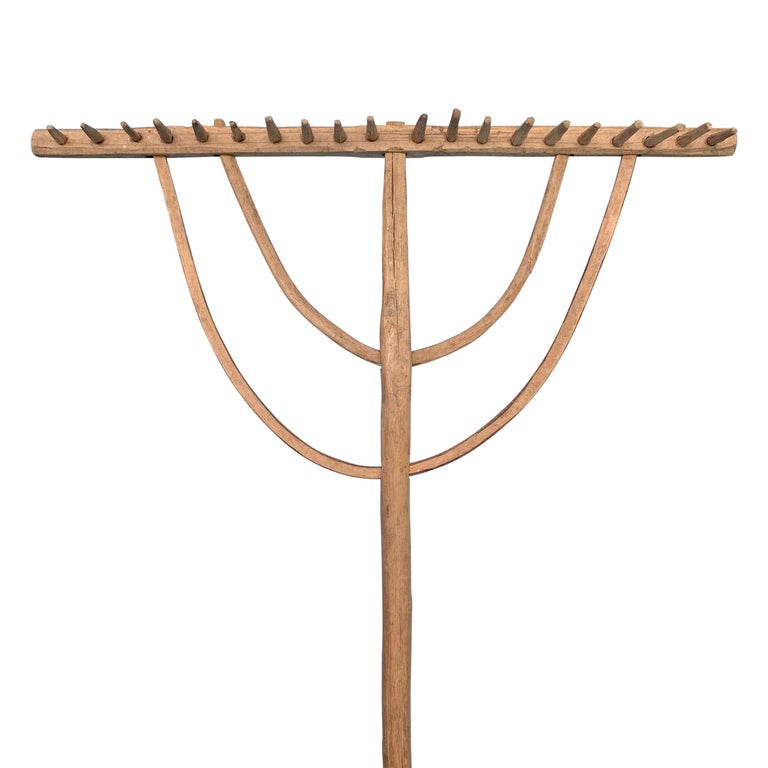 19th Century Wooden Rake on Custom Wall Mount at 1stDibs