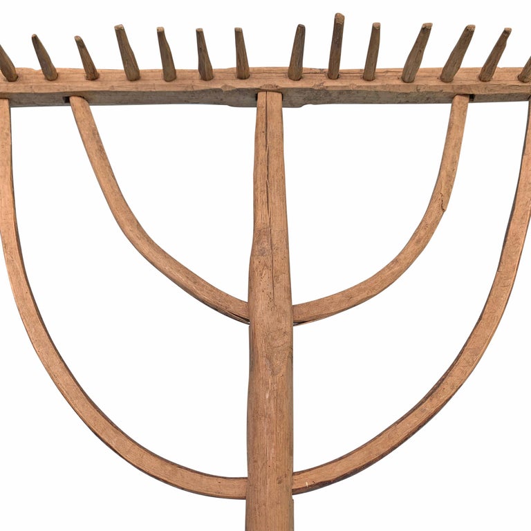 19th Century Wooden Rake on Custom Wall Mount at 1stDibs