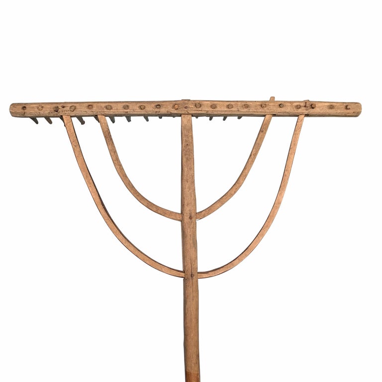19th Century Wooden Rake on Custom Wall Mount at 1stDibs