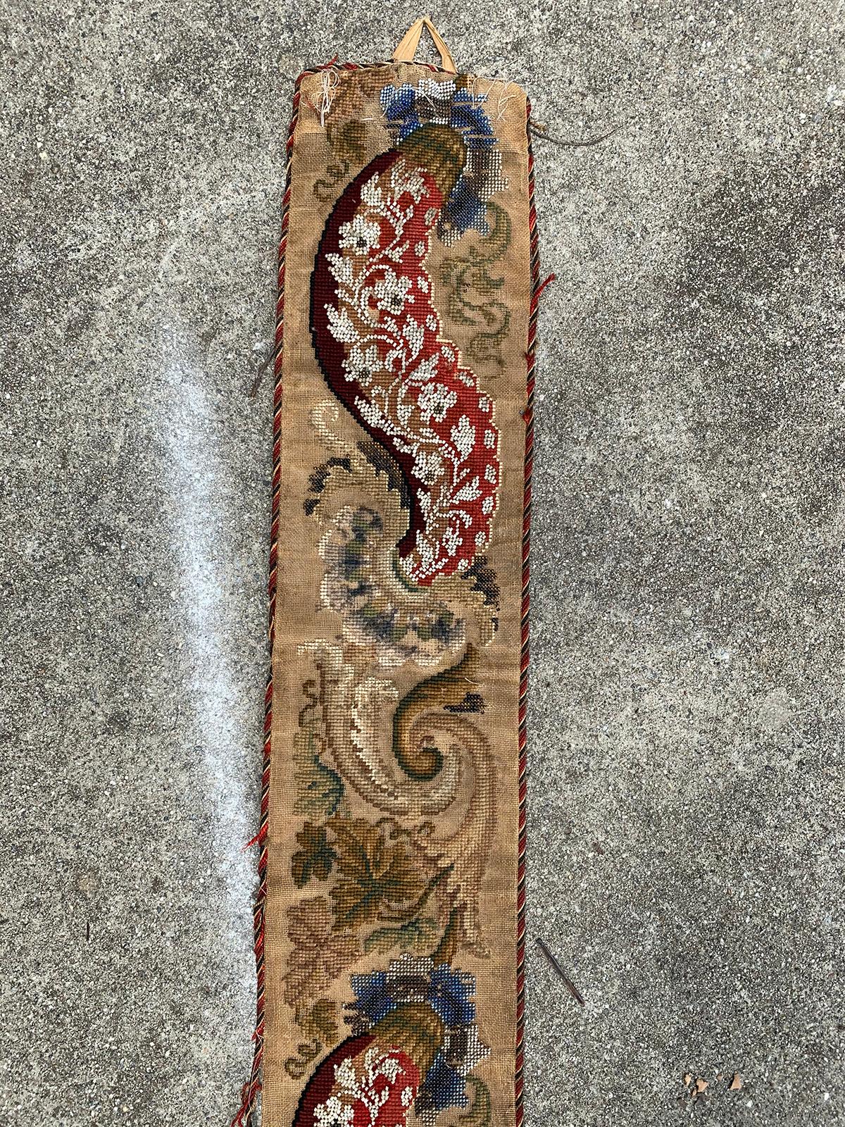 19th Century Woven and Beaded Textile Bell Pull at 1stDibs